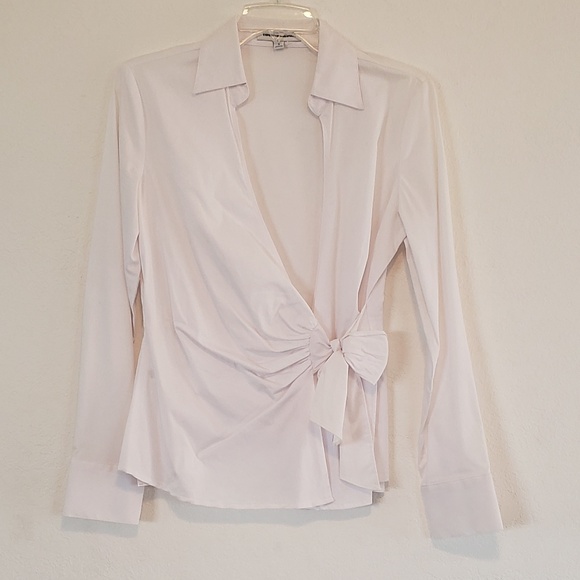 Express | Tops | Express Cute White Bow Front Button Down Shirt | Poshmark